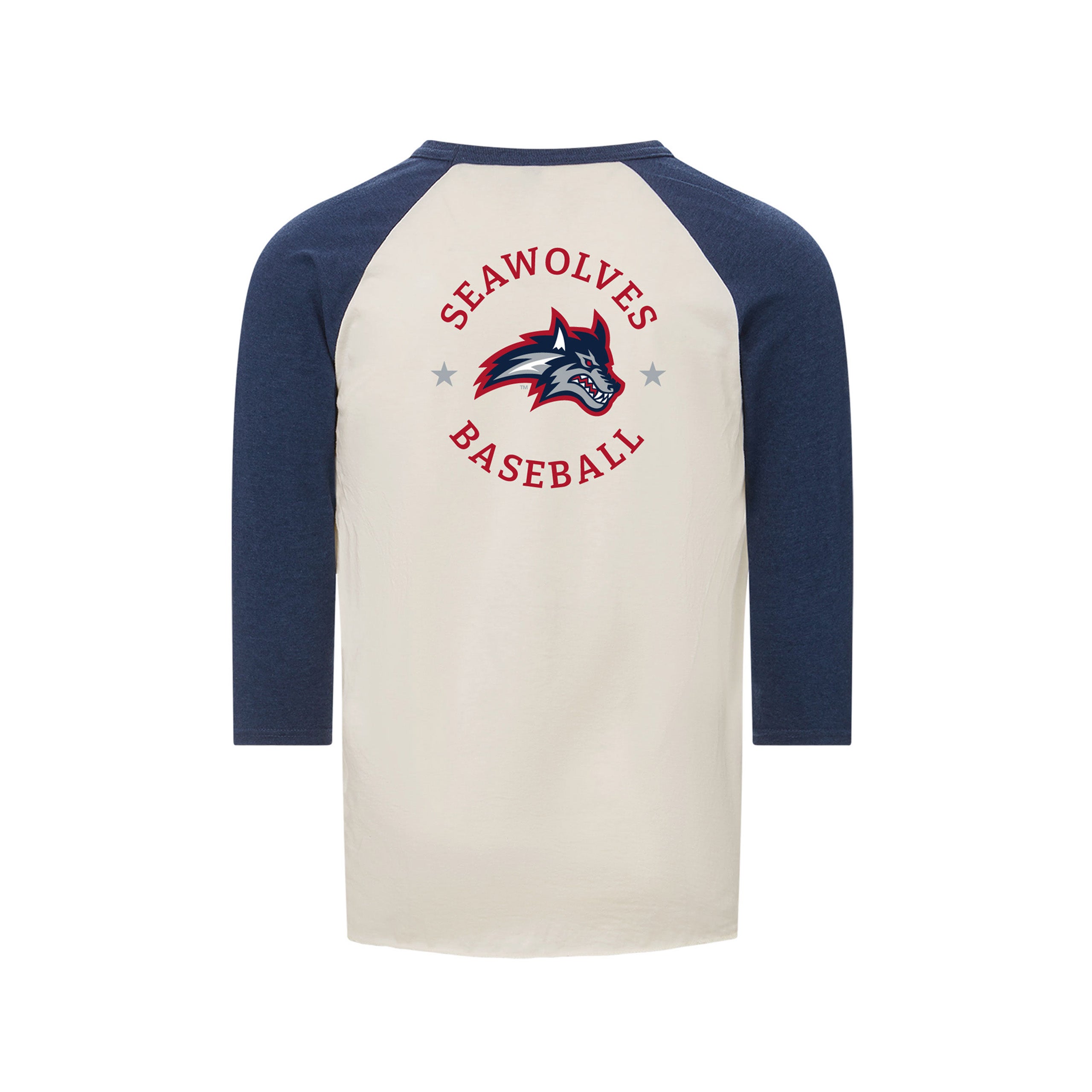 Seawolves Baseball 3/4" Sleeve Tee (Cream with navy sleeves) | SBU ...